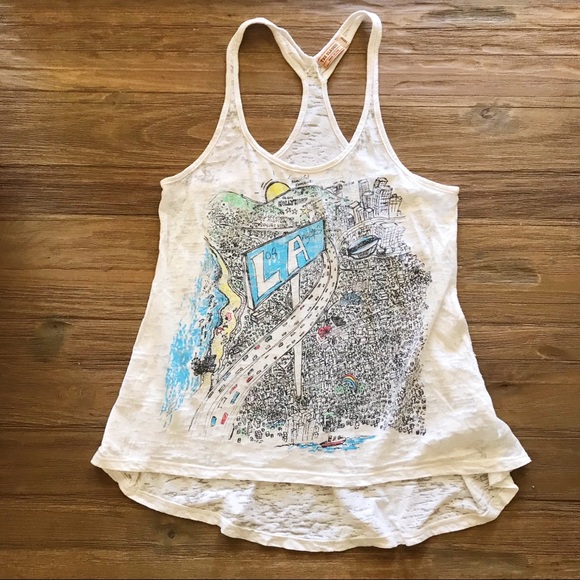 Tops | Rare Los Angeles Illustrated Tank Top | Poshmark